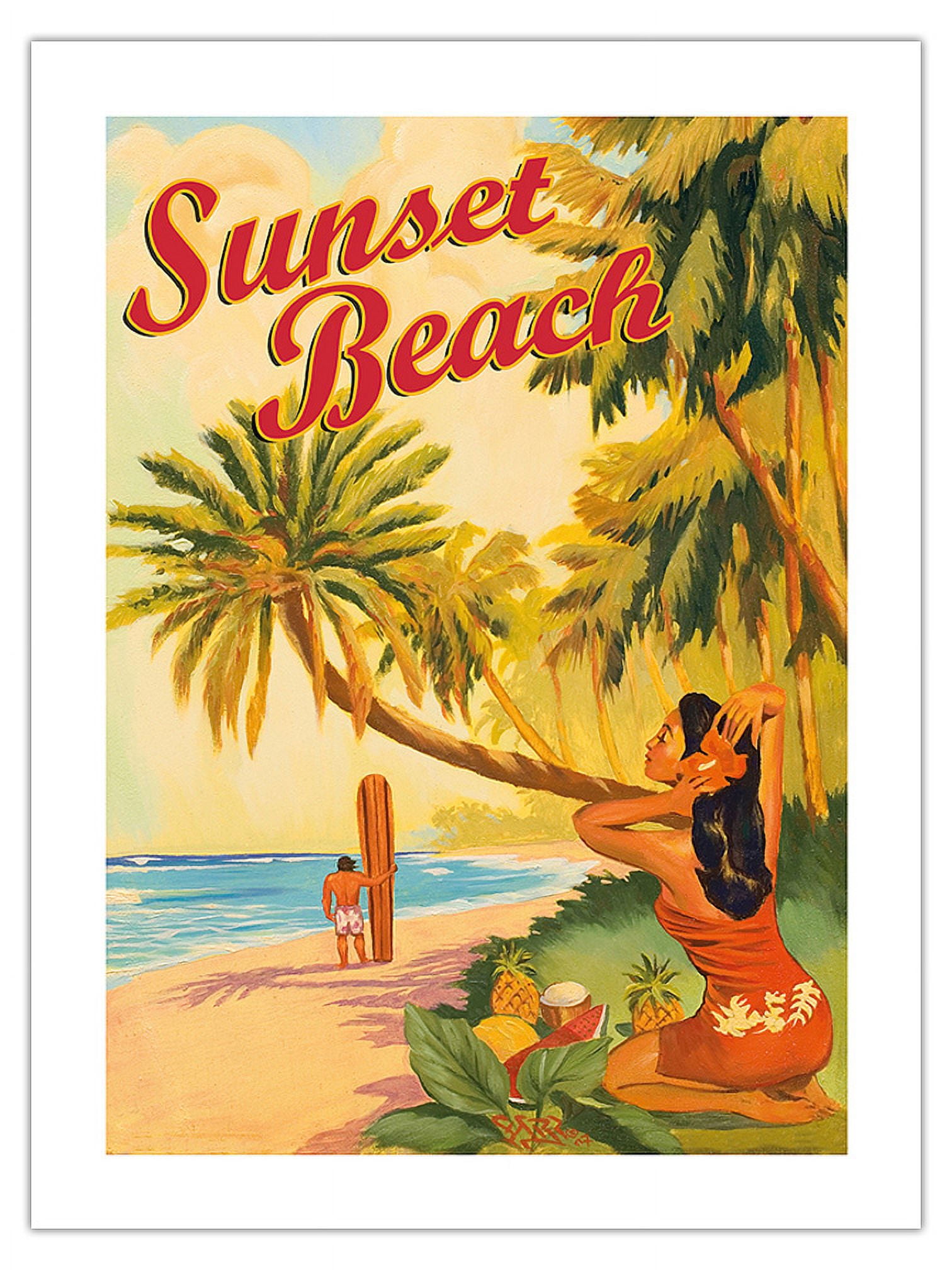 Sunset Beach Hawaii - Oahu North Shore - Surfer - Vintage Hawaiian ...