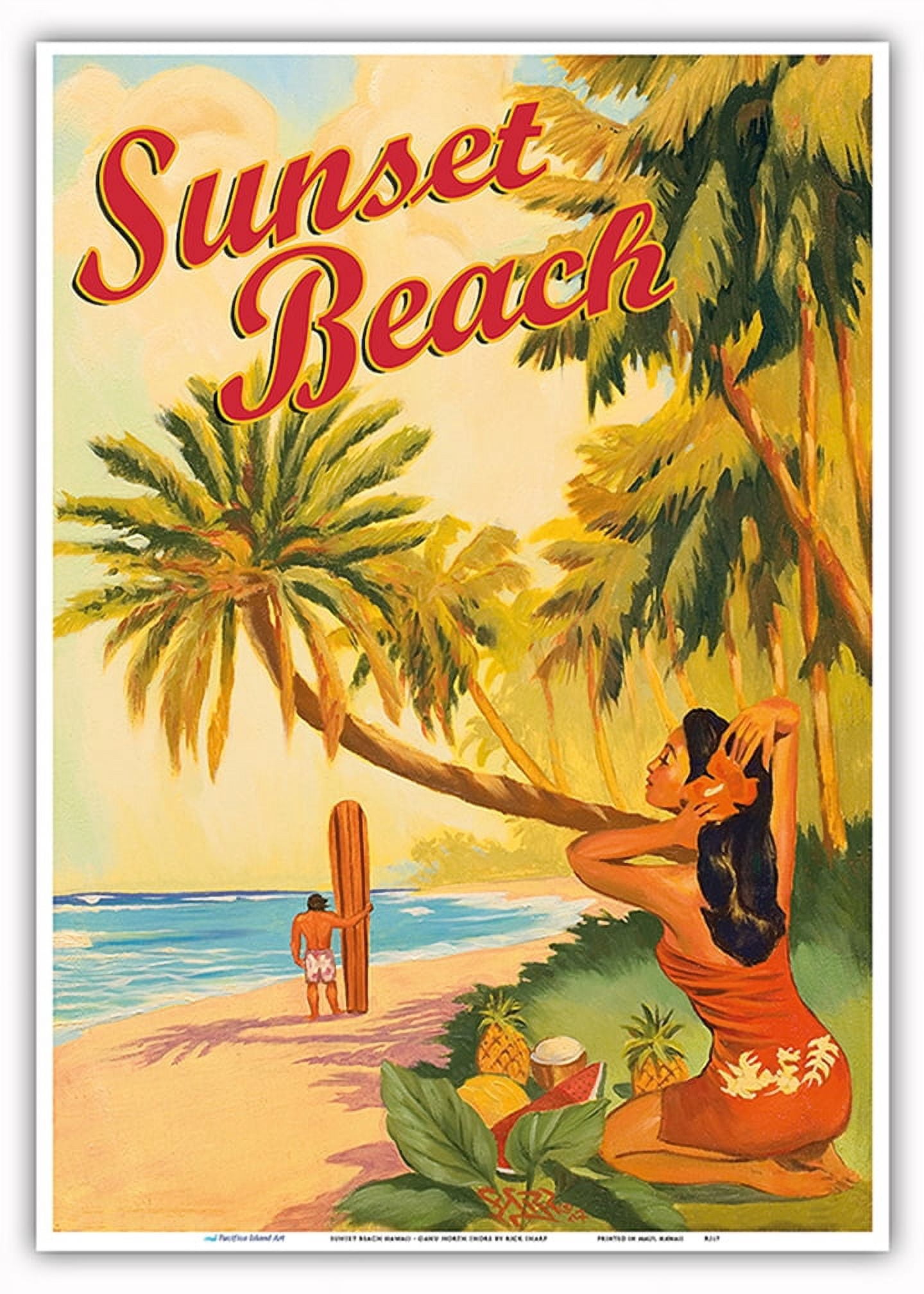 Sunset Beach Hawaii - Oahu North Shore - Surfer - Vintage Hawaiian ...