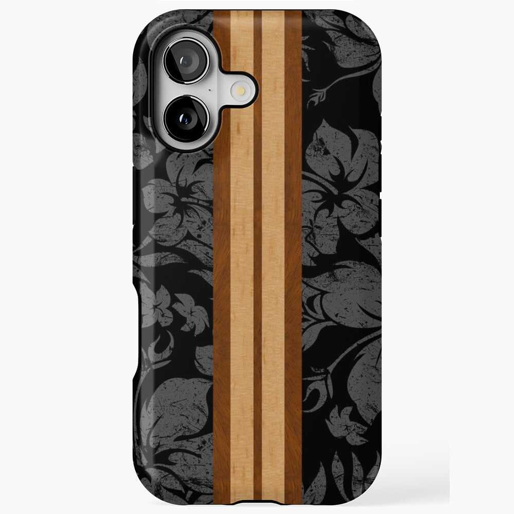 Sunset Beach Hawaiian Faux Koa Wood Surfboard Black and Gray Design ...