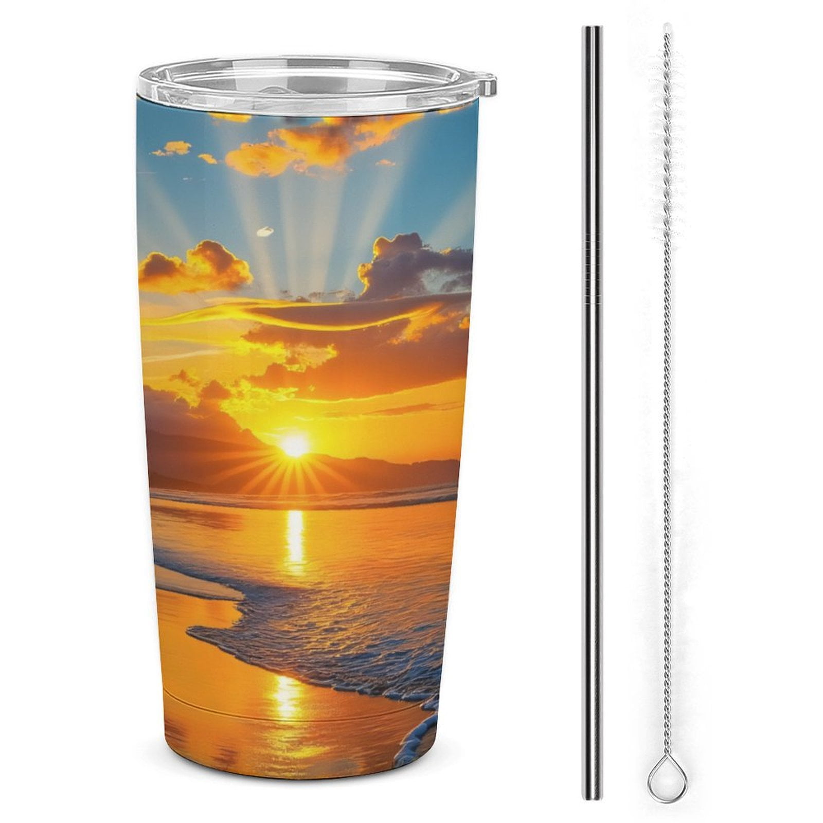 Sunset Beach Horizon 20oz Tumbler with Lid And Straw Insulated Mug ...