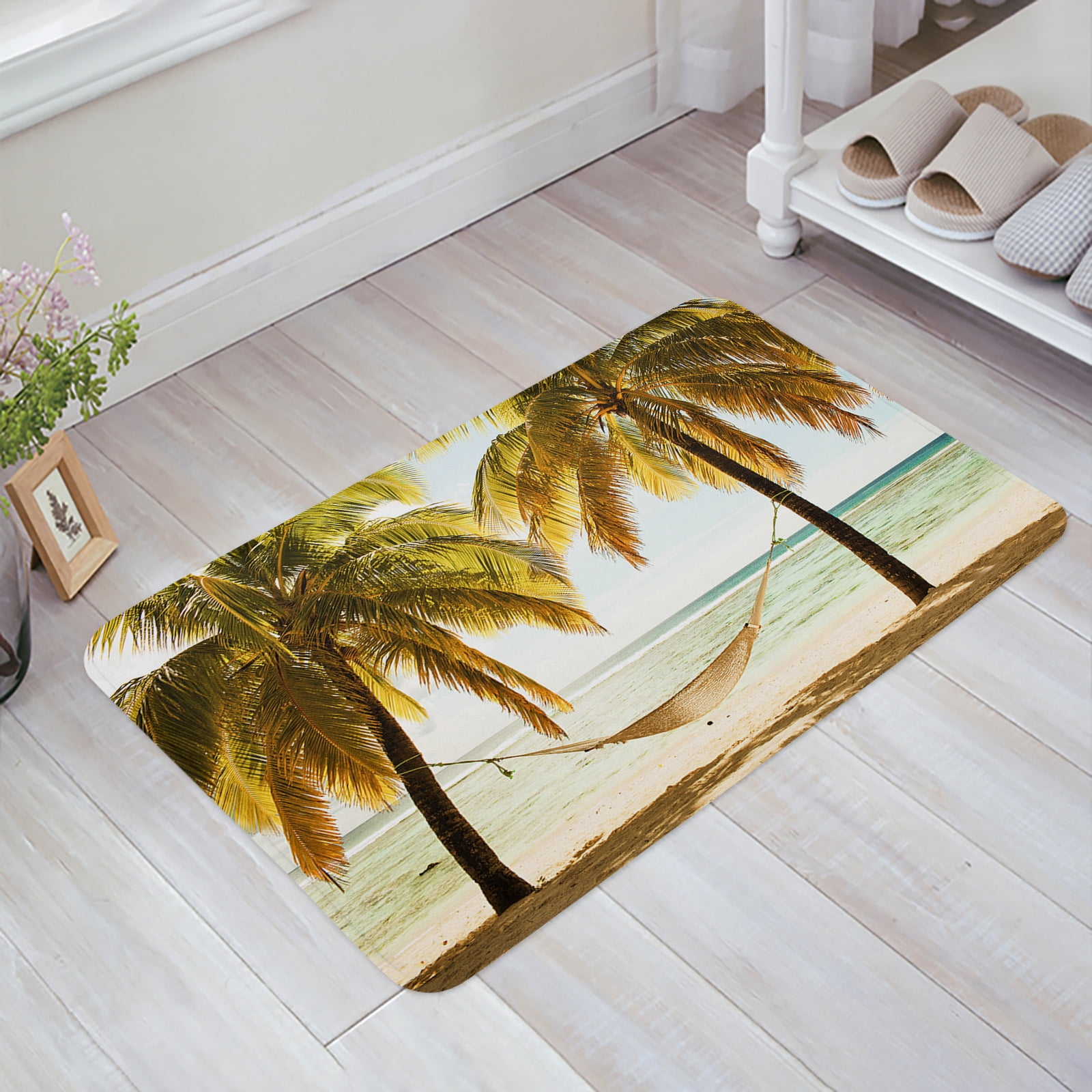 Sunset Beach Palm Tree Bathroom Mat Corridor Carpet Kitchen Mat ...