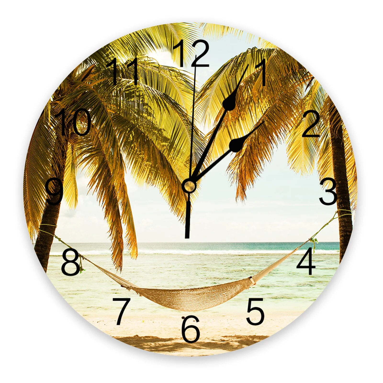 Sunset Beach Palm Tree Clocks Wall Home Decor Modern Kitchen Room ...