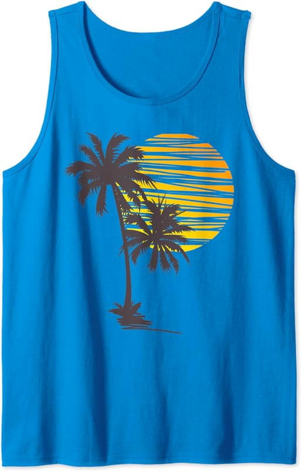 Sunset Beach Palm Tree TShirt Cute Summer Vacation Holiday Tank Top ...