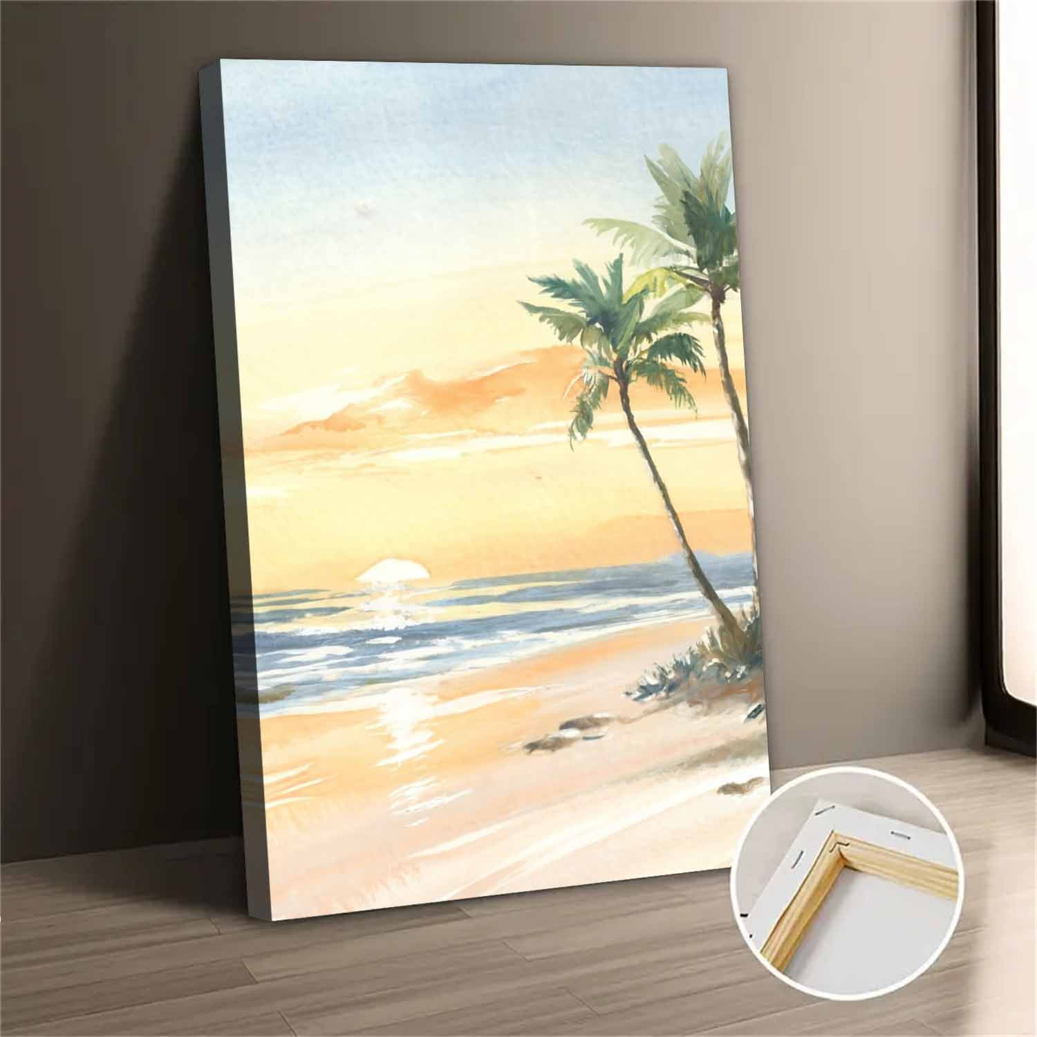 Sunset Beach Palm Trees Canvas Wall Art - Walmart.com