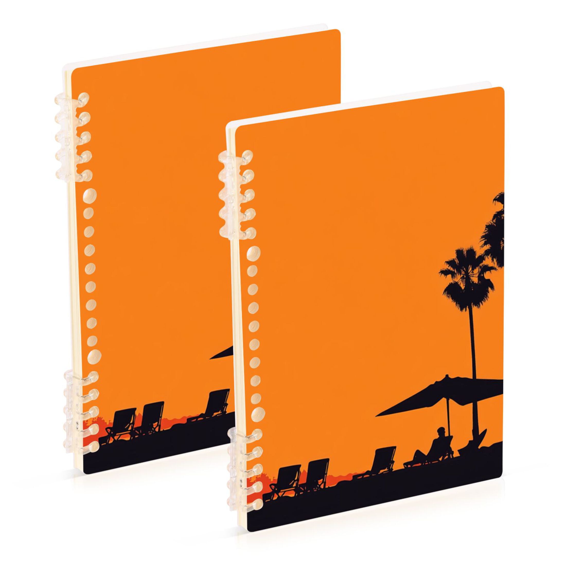 Sunset Beach Palm Trees Notebook Detachable Coil Notebook Diary A5 Size 60 Pages 2 Pack ...