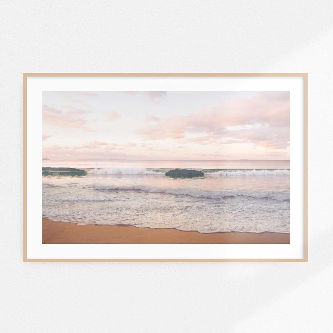 Sunset Beach Poster Beach Photography Physical Print, Pink Sunset Beach ...