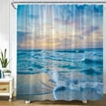 Sunset Beach Shower Curtains Coconut Trees Sea Waves Nature Ocean ...