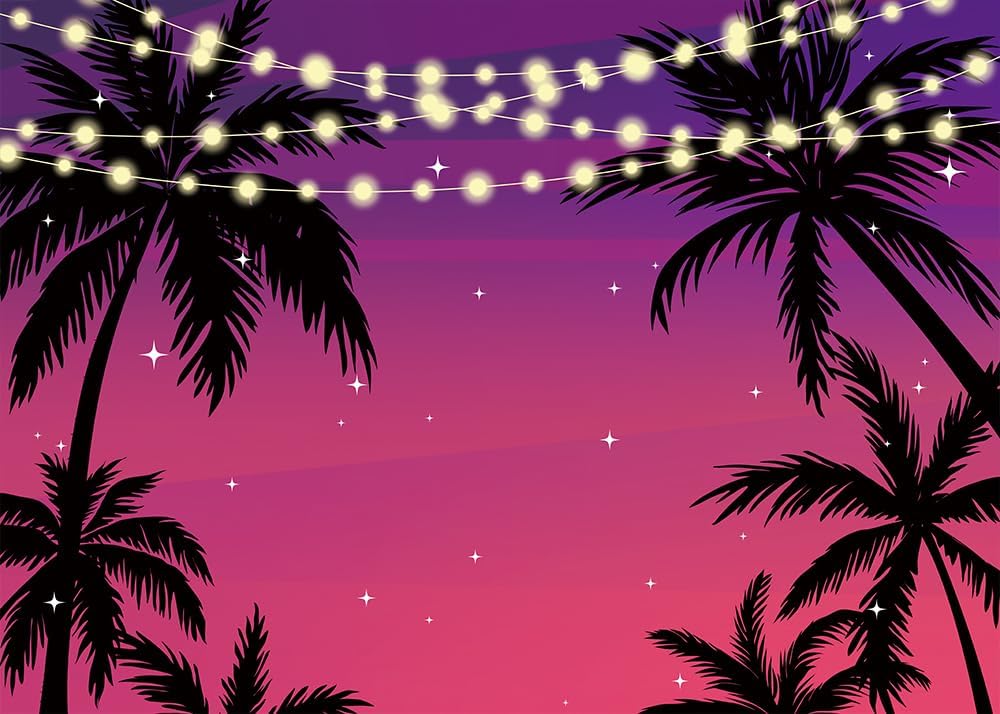 Sunset Beach Theme Photography Background Tropical Seaside Palm Trees ...