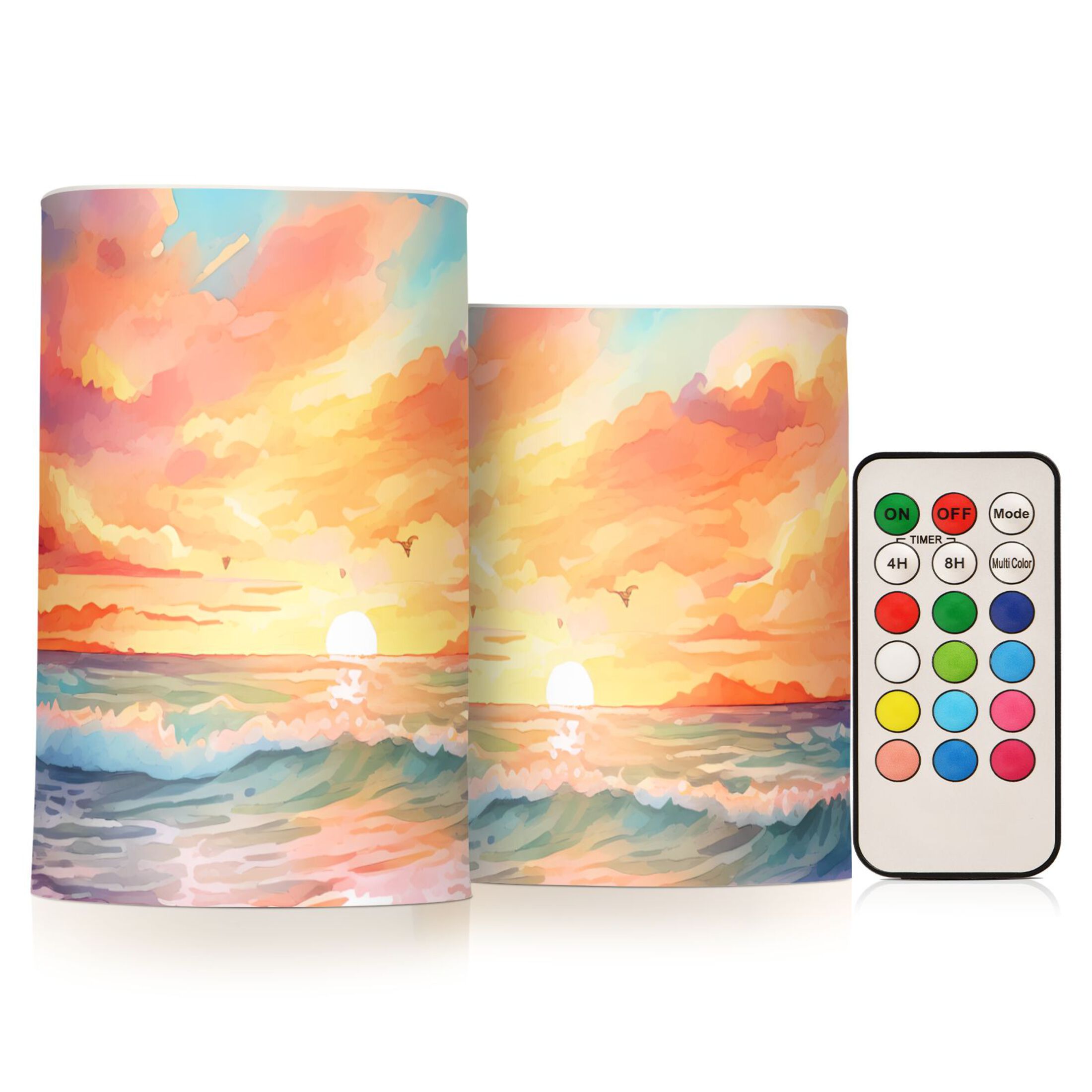 Sunset Beach Wave Flameless Candles with Remote Timer LED Battery ...