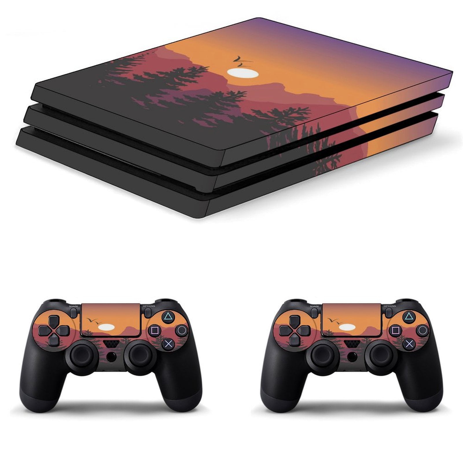Sunset Bird Forest Illustration PS4/PS4 Pro/PS4 Slim Skin Sticker For ...