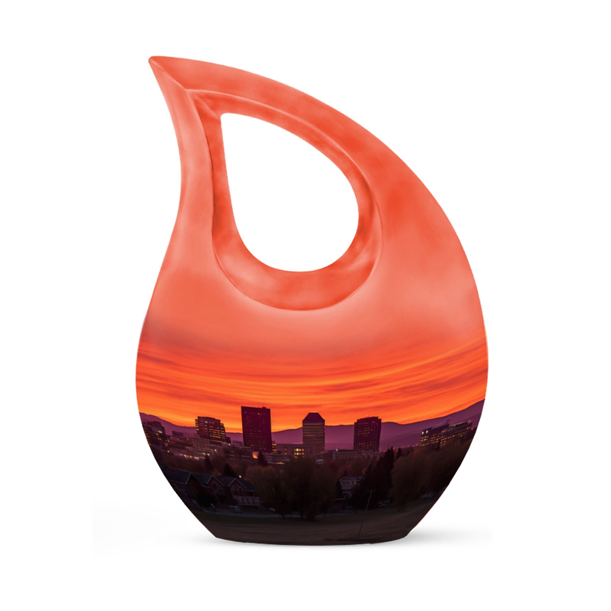 Sunset Blaze Over The City Urn - Burial Urns For Cremated Remains - Urn ...