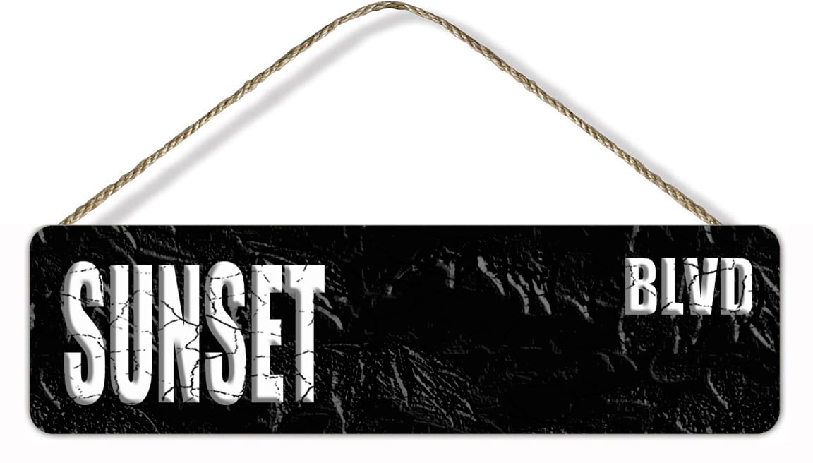 Sunset Blvd Street Wooden Hanging Sign Plaque With Rope Wall Home Decor ...