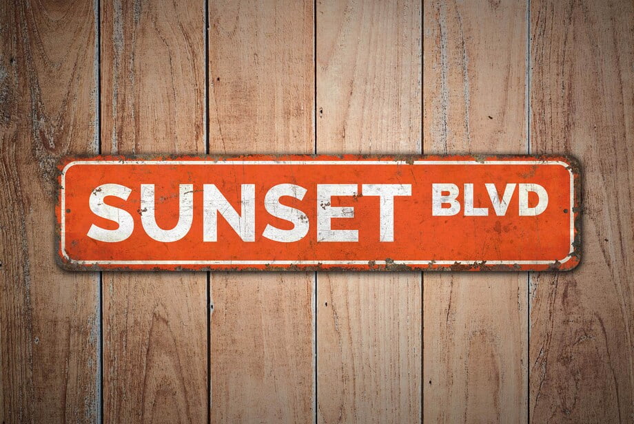 Sunset Boulevard Sign Boulevard Sign Street Name Decor Vintage Style ...