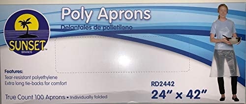 Sunset Brands 100 Poly Aprons, Individually Folded-Tear Resistant ...