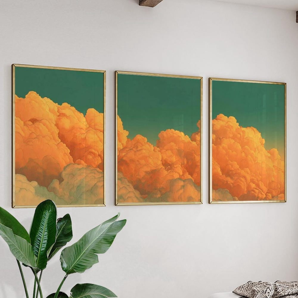Sunset Clouds Posters Atmospheric Gradient Style Wall Art Set 3 ...