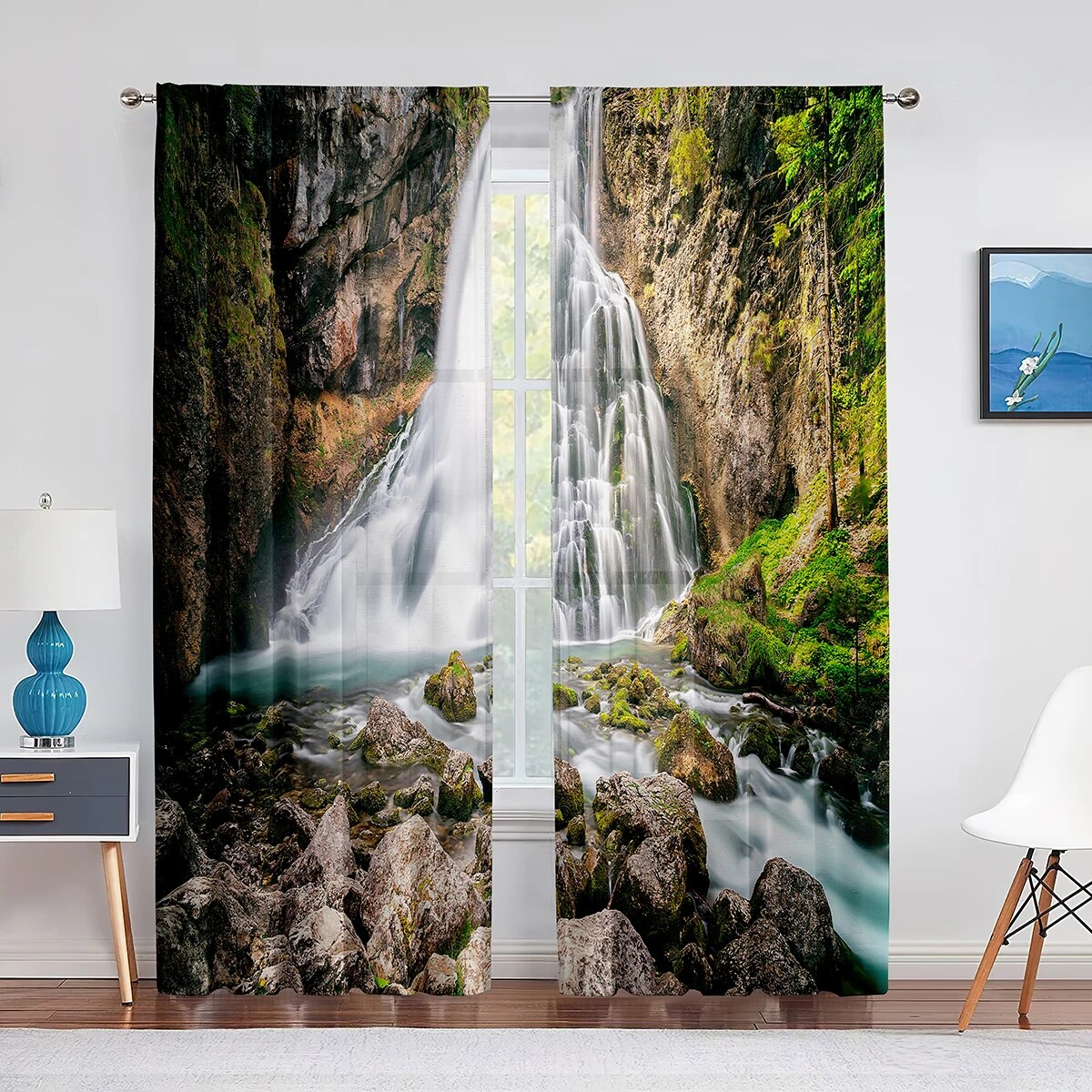 Sunset Clouds Sheer Voile Curtain Sun Rays Landscape View Art Window ...