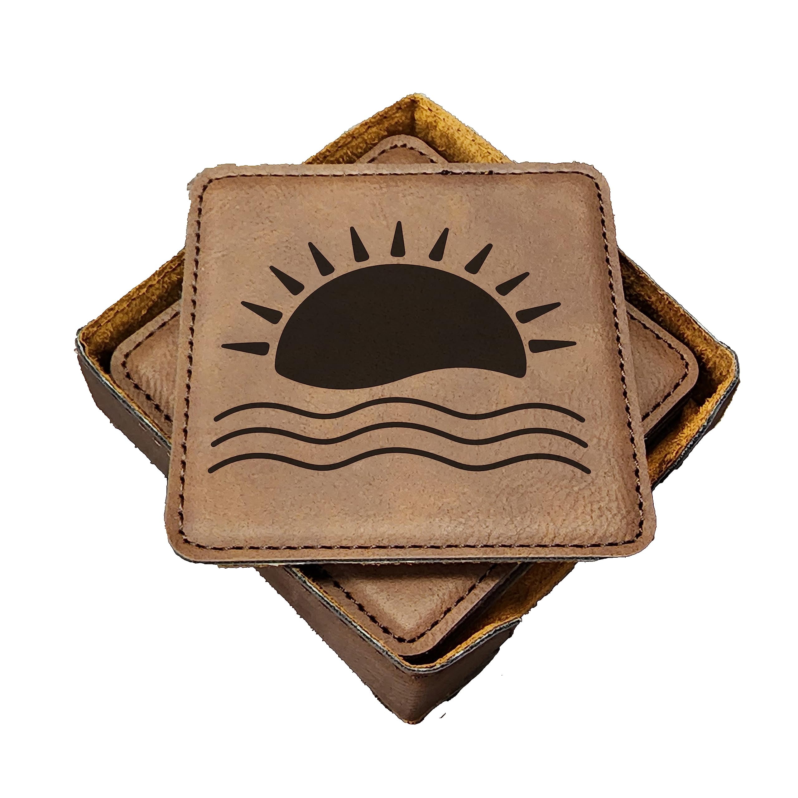 Sunset Coasters - Handmade Coasters Set of 6 - Engraved Barware ...