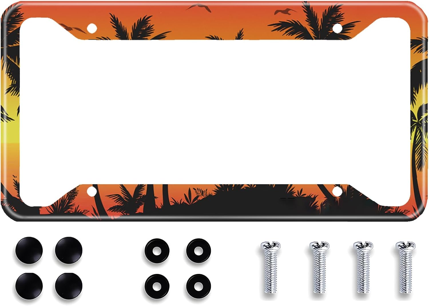 Sunset Coconut Tree Beach License Plate Frames, Sunset Beach Car Tag ...