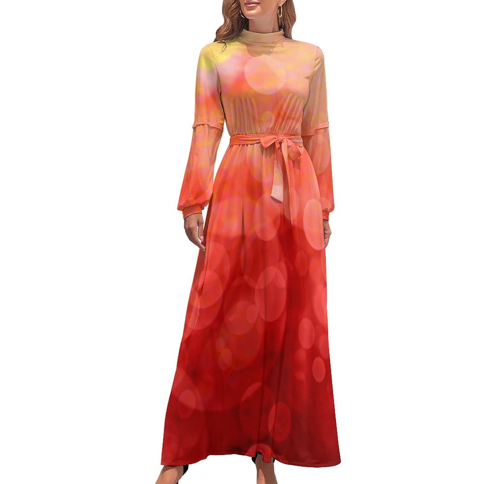 Sunset Colors Dress Abstract Art Print Vintage Graphic Maxi Dress High ...