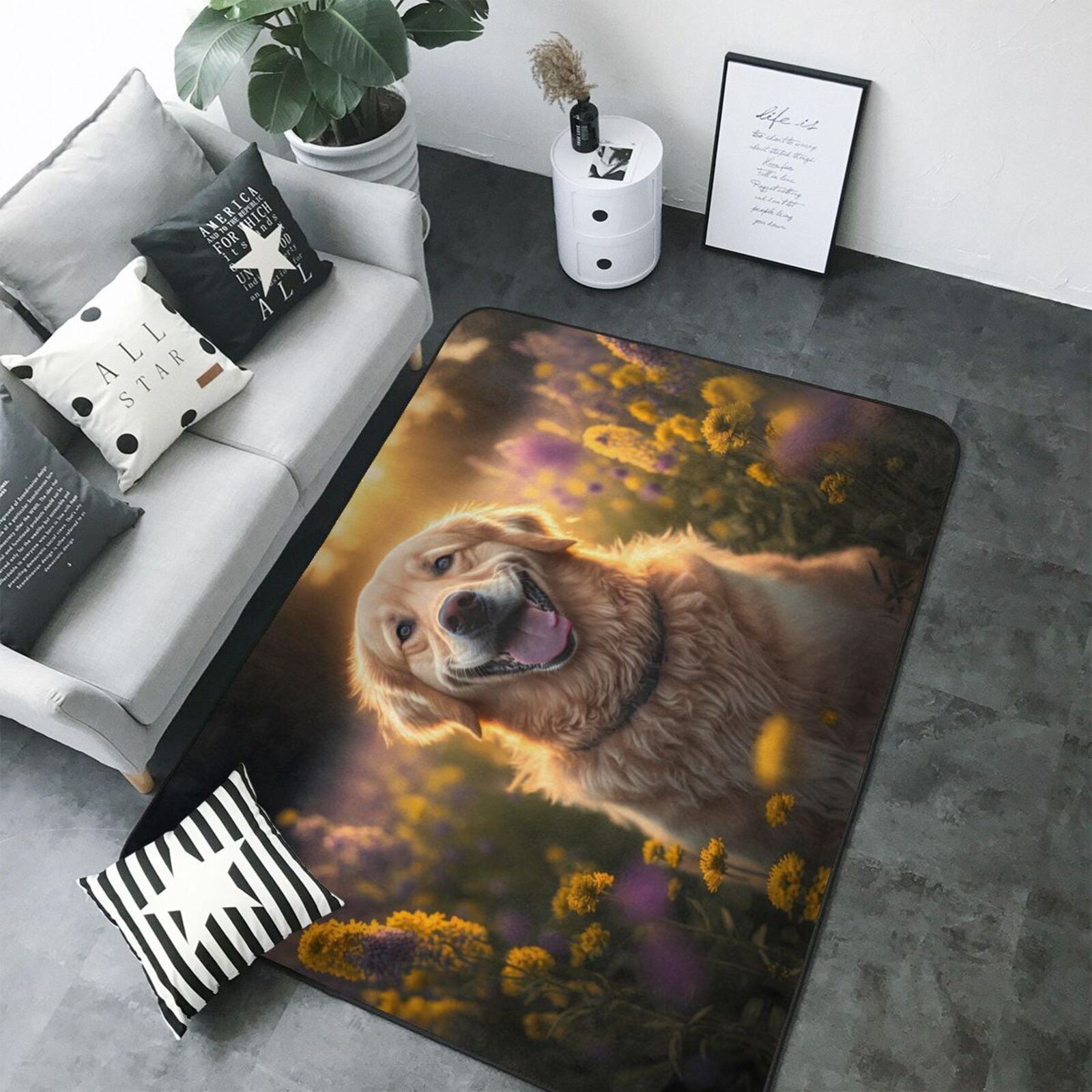 Sunset Daisy Dog Area Rugs for Living Room Bedroom, 5x7 Soft Throw ...