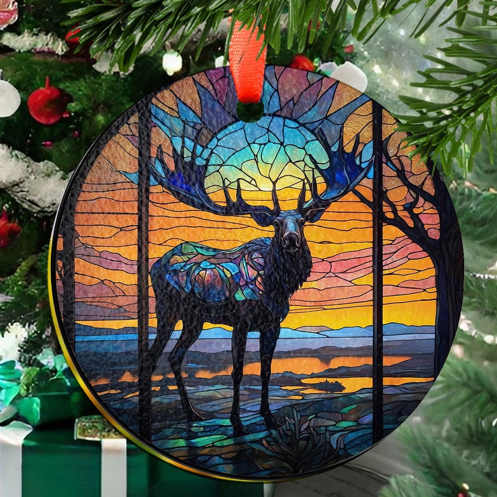 Sunset Deer Hunting Window Stained Glass Suncatcher, Deer Hunting Gift ...