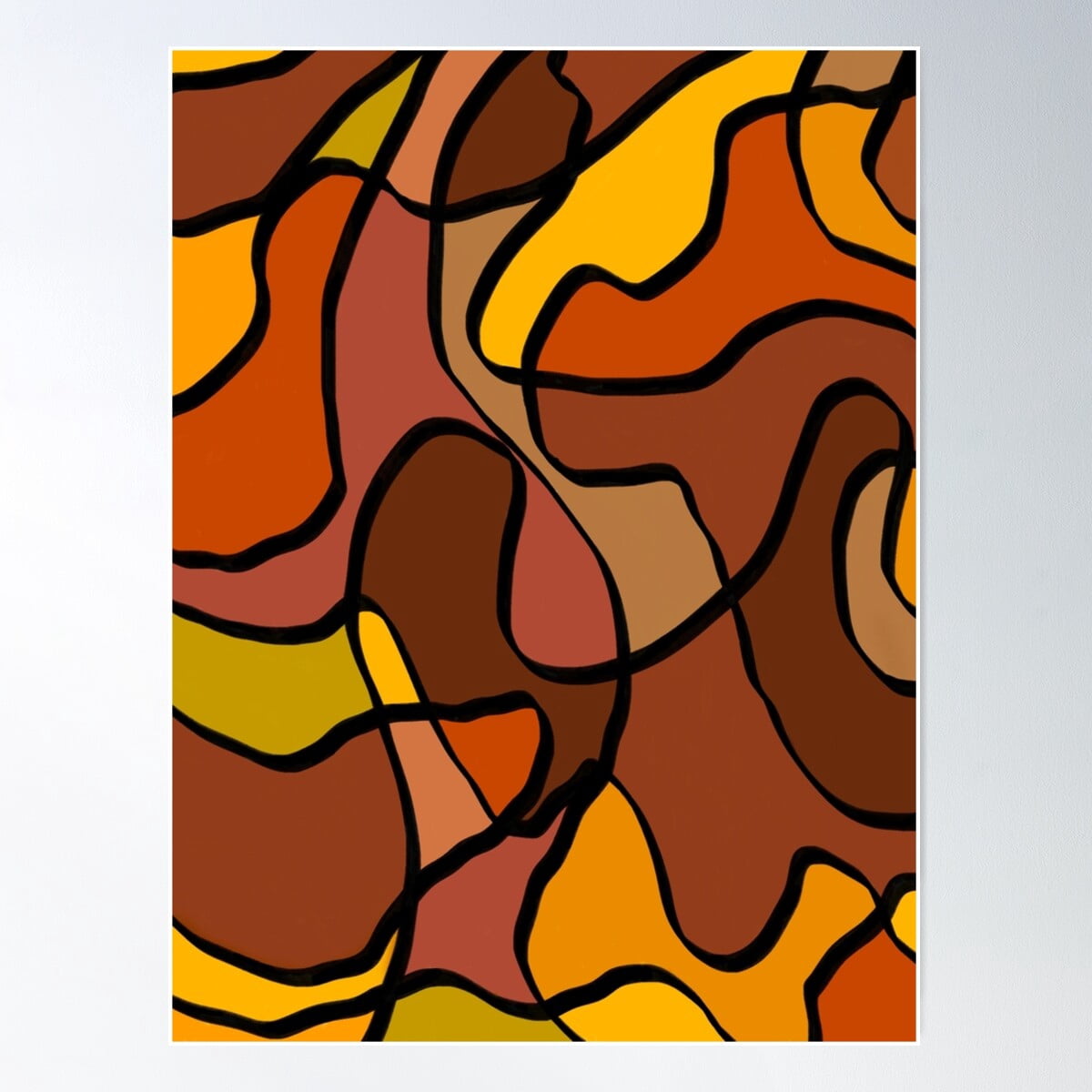 Sunset Desert Warm Tones Neutral Sunrise Lines Abstract Poster Wall Art ...