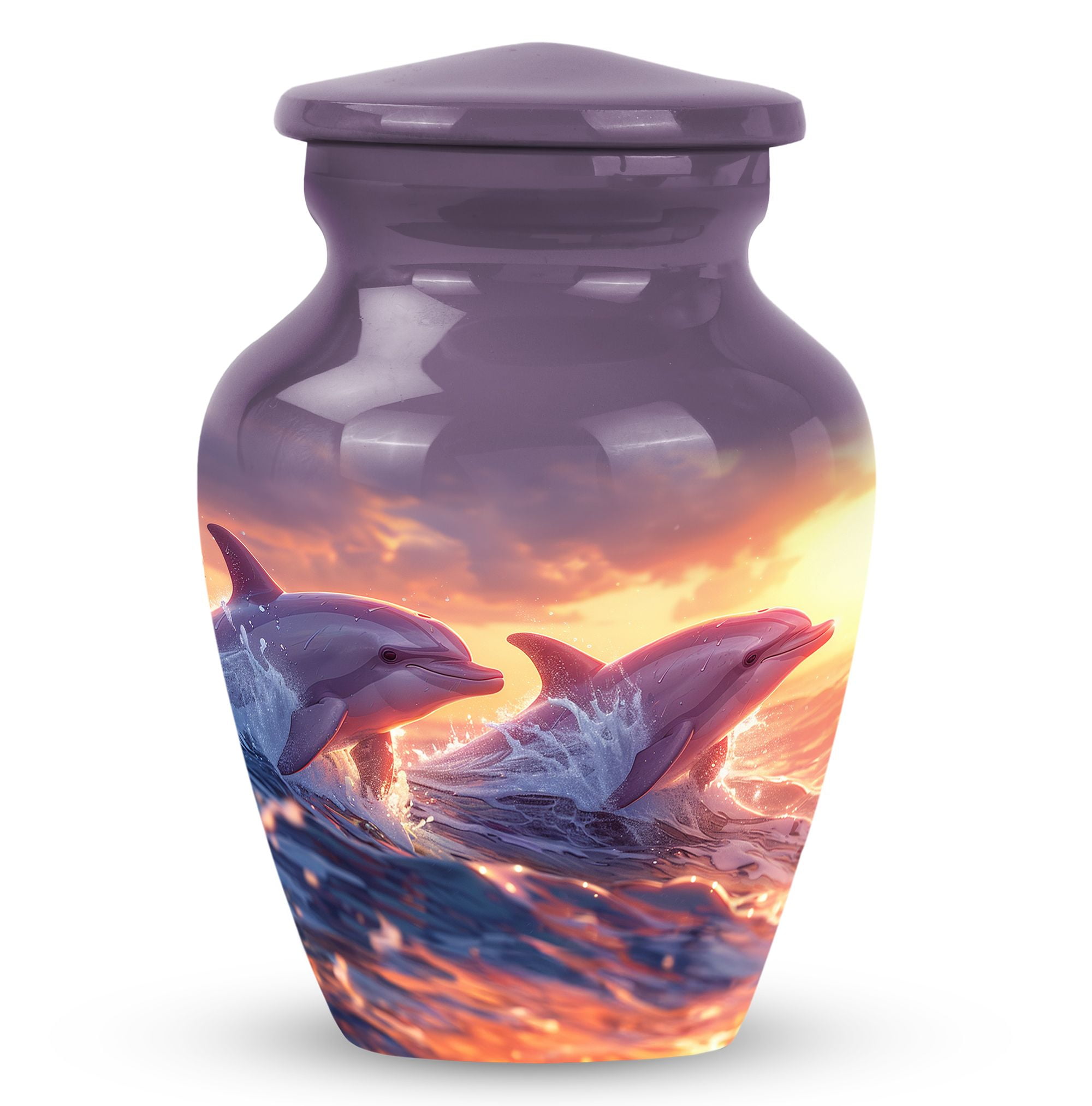 Sunset Dolphin Serenade - Cremation Urns For Ashes Mini - Memorial Urn for Dad - Urns For Women ...