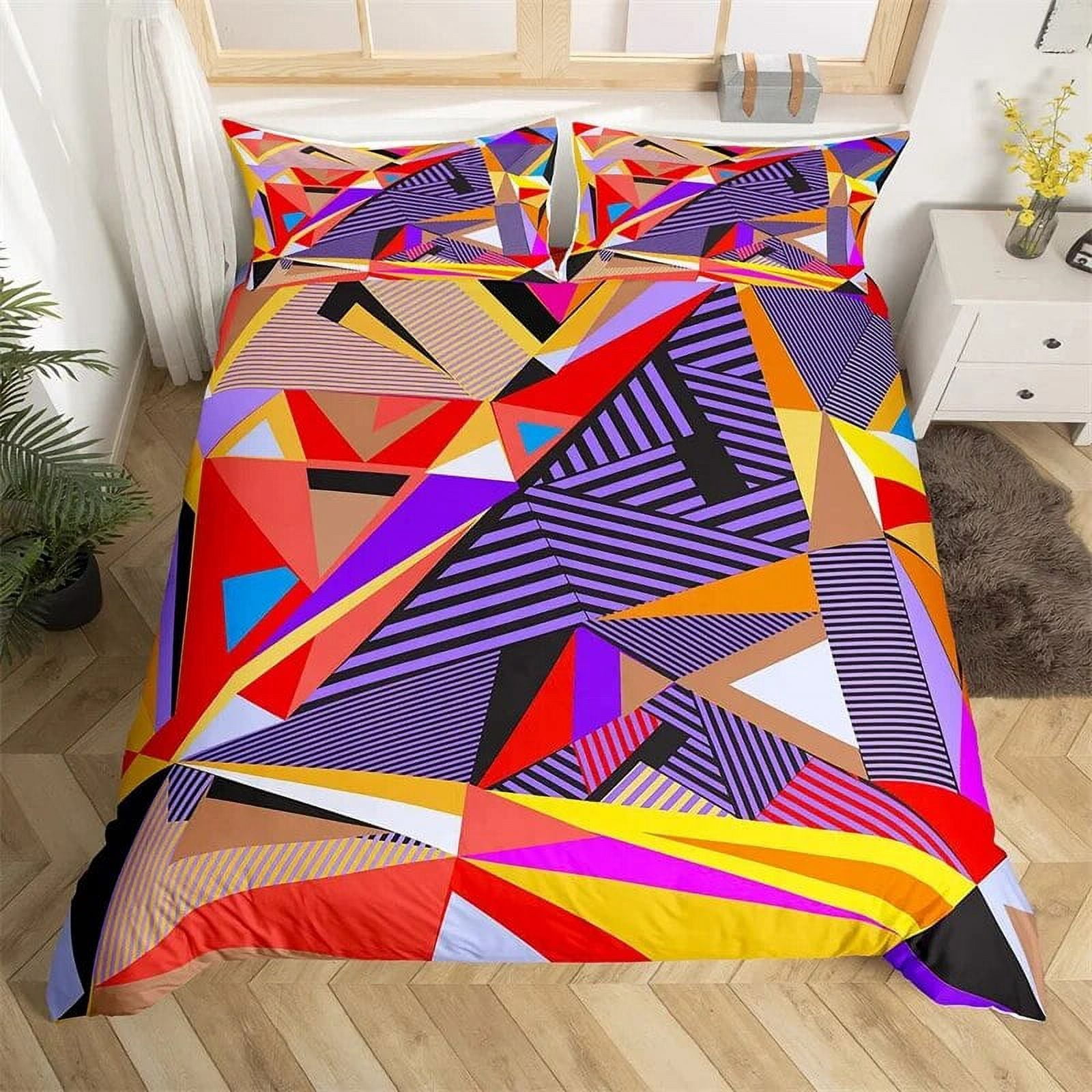 Sunset Duvet Cover Ombre Geometric Triangle Comforter Cover Full Galaxy ...
