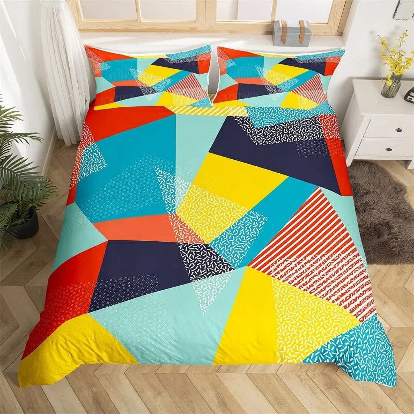 Sunset Duvet Cover Ombre Geometric Triangle Comforter Cover Full Galaxy ...