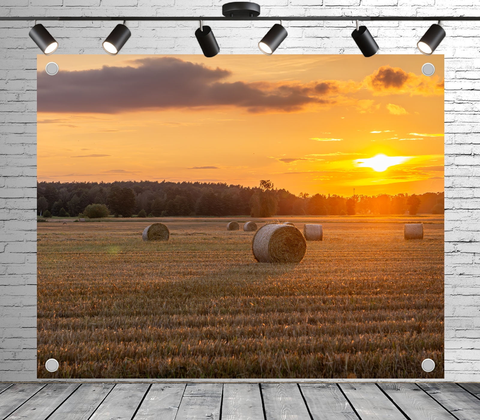Sunset Field Backdrop | Polyester Fabric Banners Decorative Curtains ...