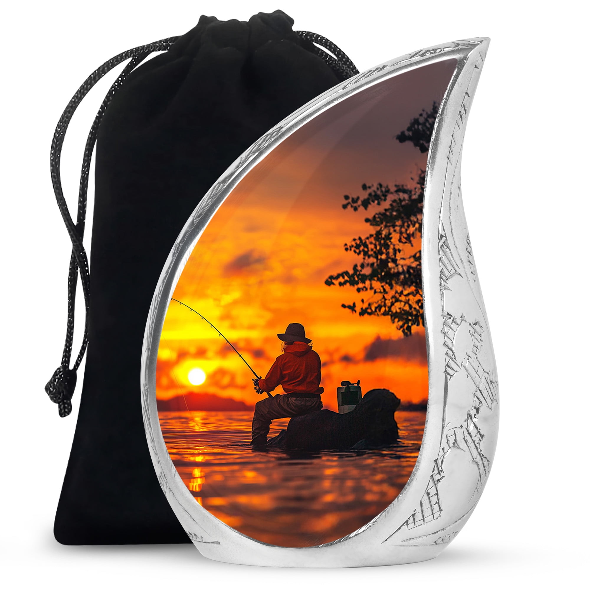 Sunset Fishing In River Large Urns For Adult Female Ashes - Cremation ...