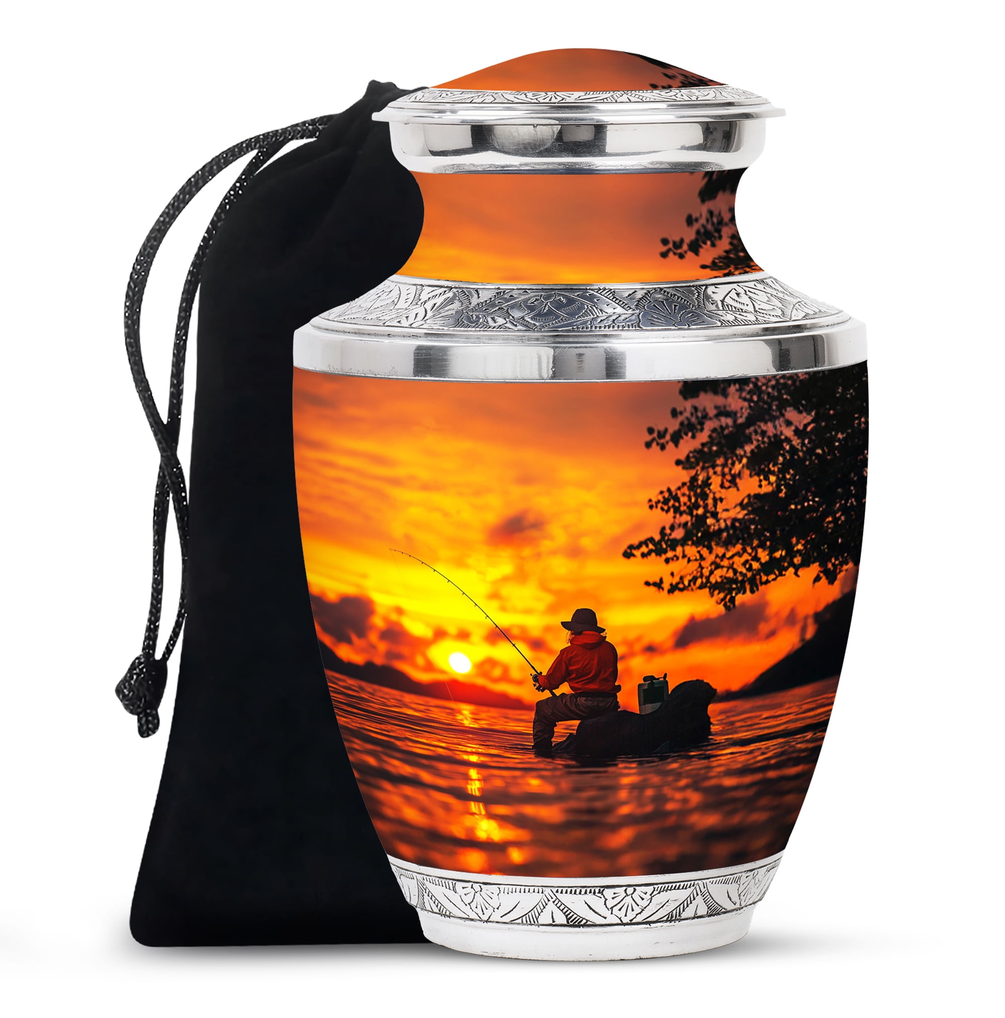 Sunset Fishing In River Urns For Ashes For Women - Large Memorial Urn ...