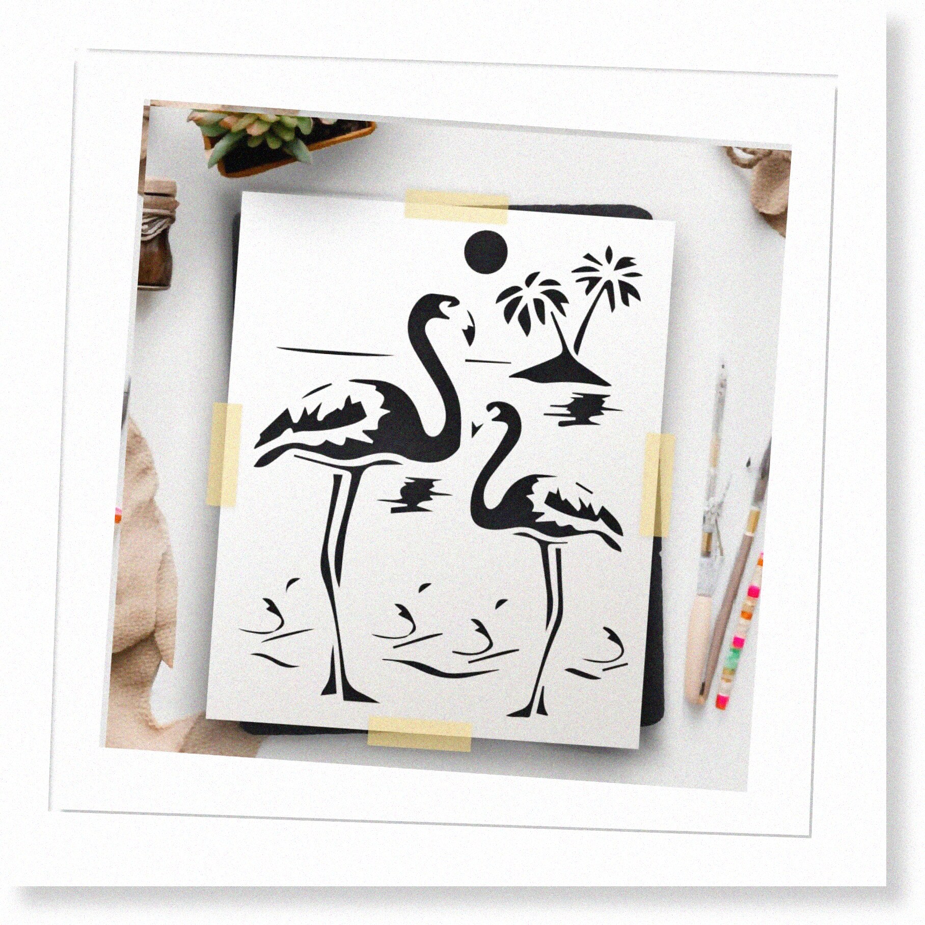 Flamingo Drawing Template