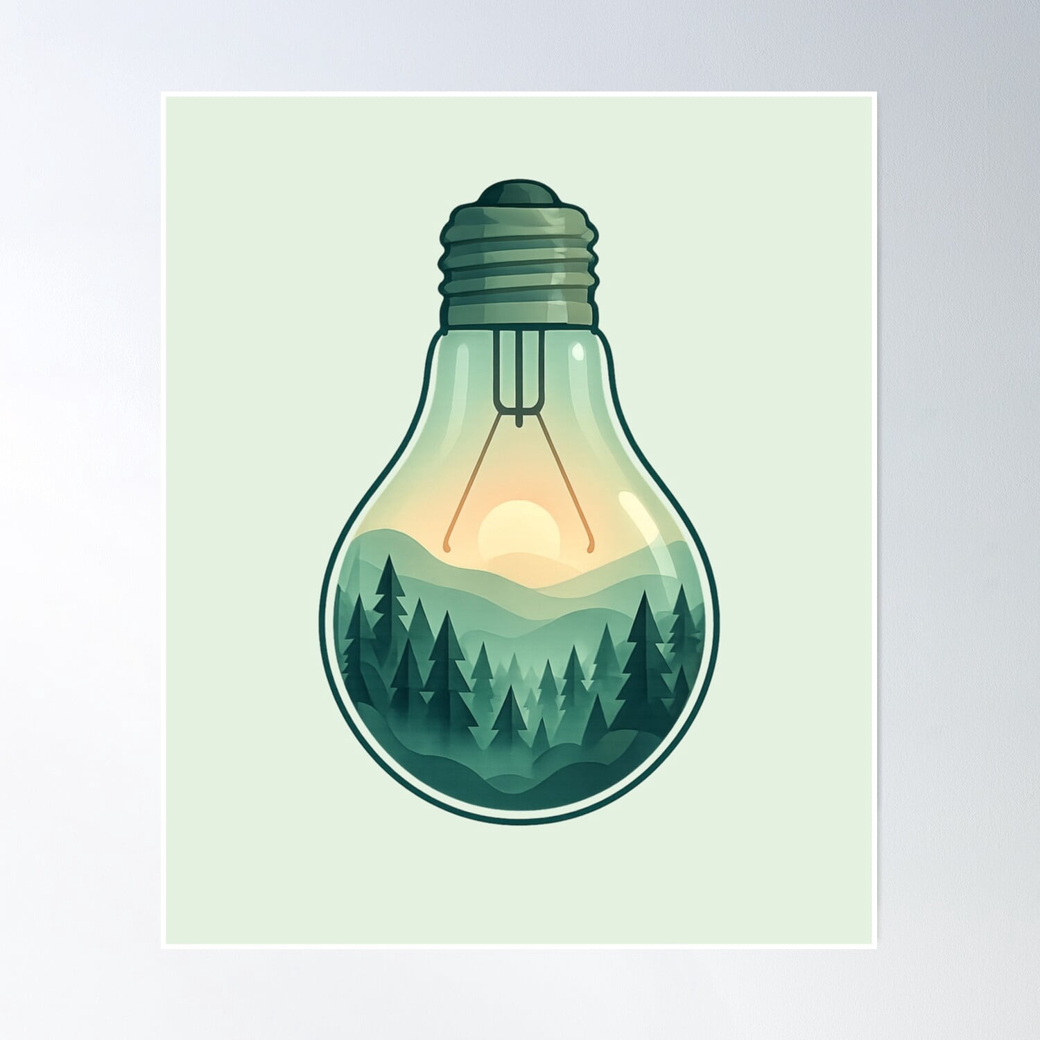 Sunset Forest In A Light Bulb – Nature Landscape Aesthetic Design ...
