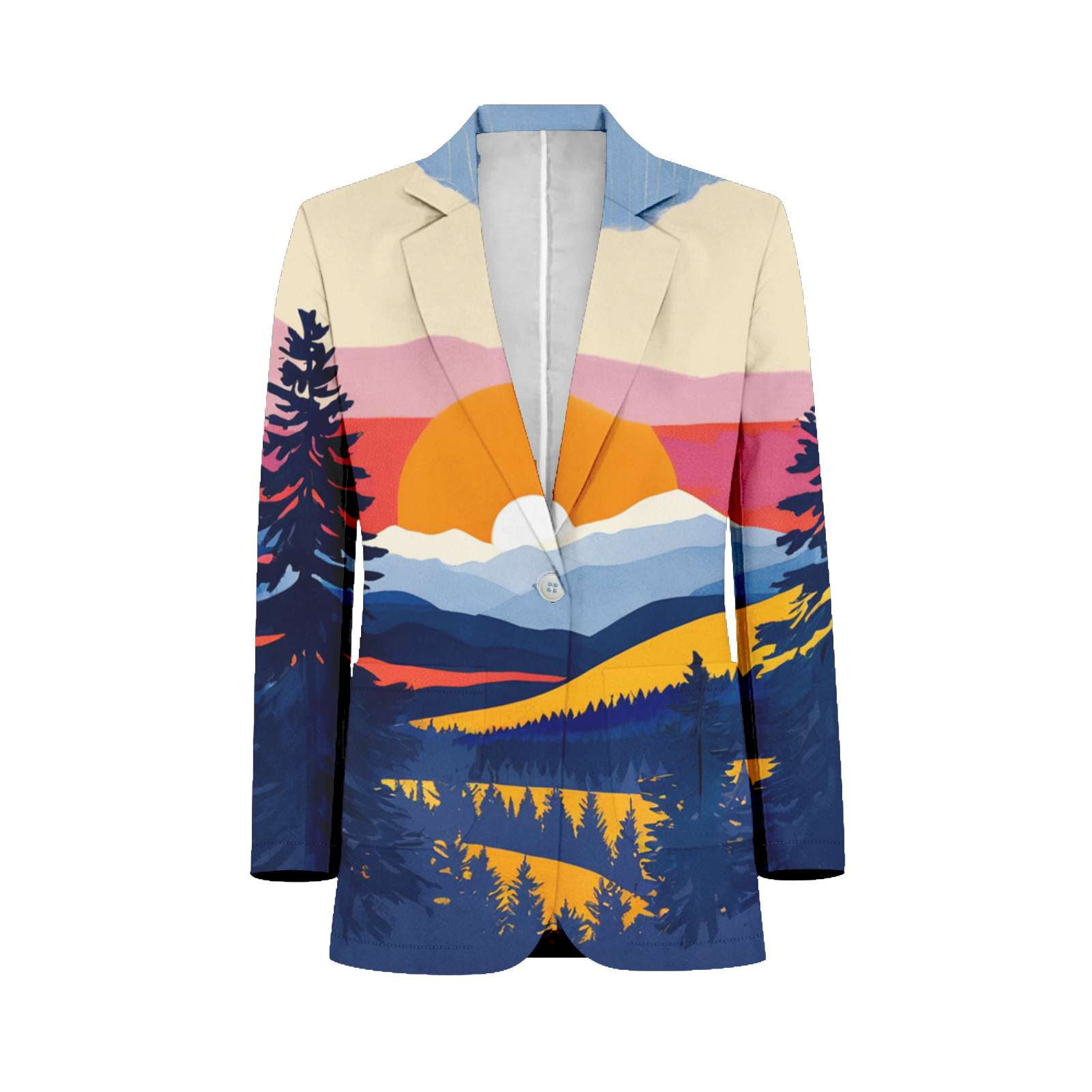 Sunset Forest Landscape Customized Men's Suits full man Shawl Collar ...