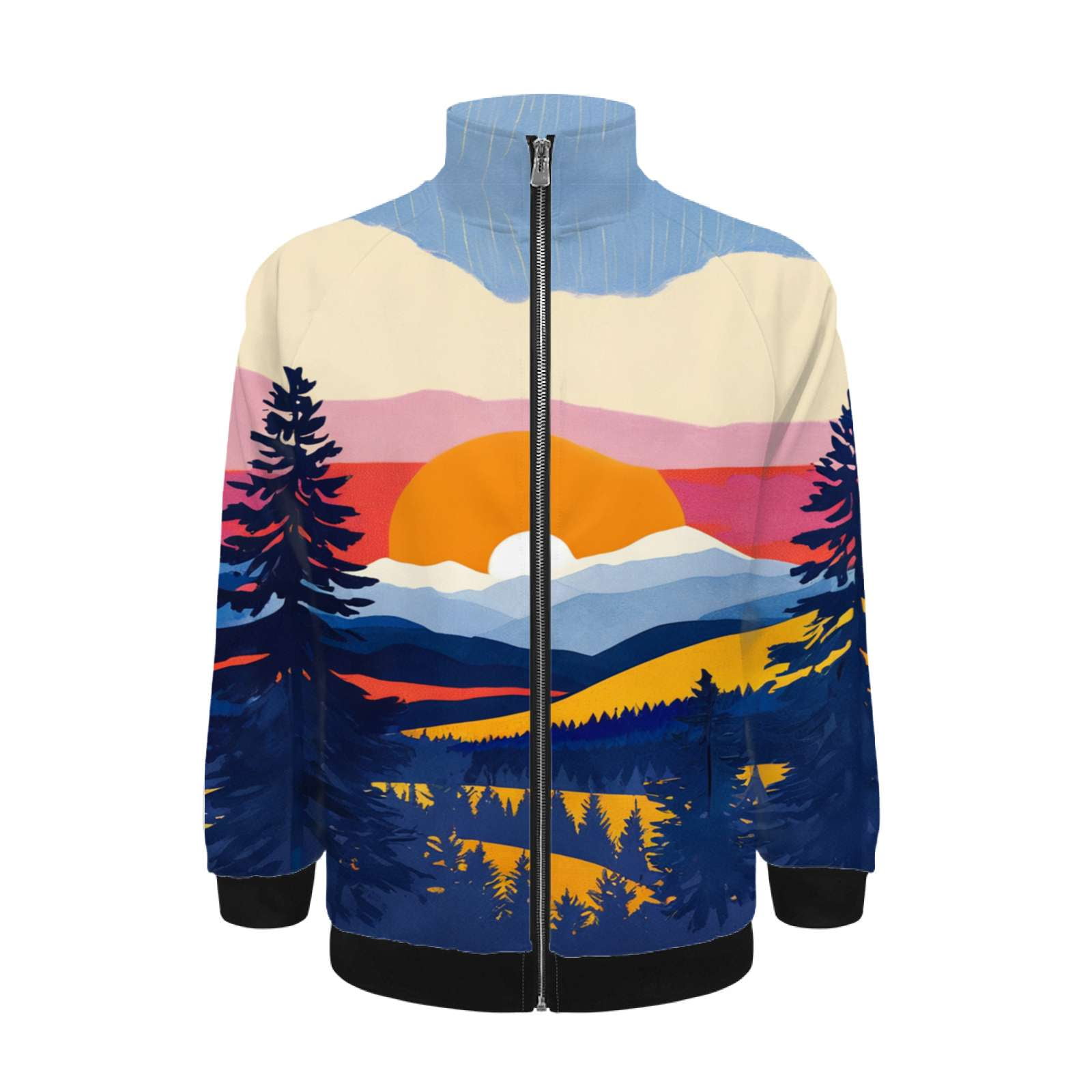 Sunset Forest Landscape Jacket Men's Street Cool Long Sleeves Coat ...