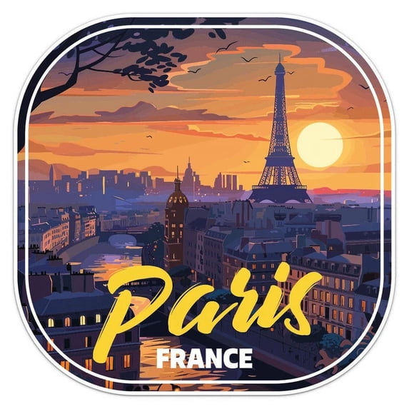 Sunset France Paris City Sticker Phone Decal Water Bottle Stickers Car ...