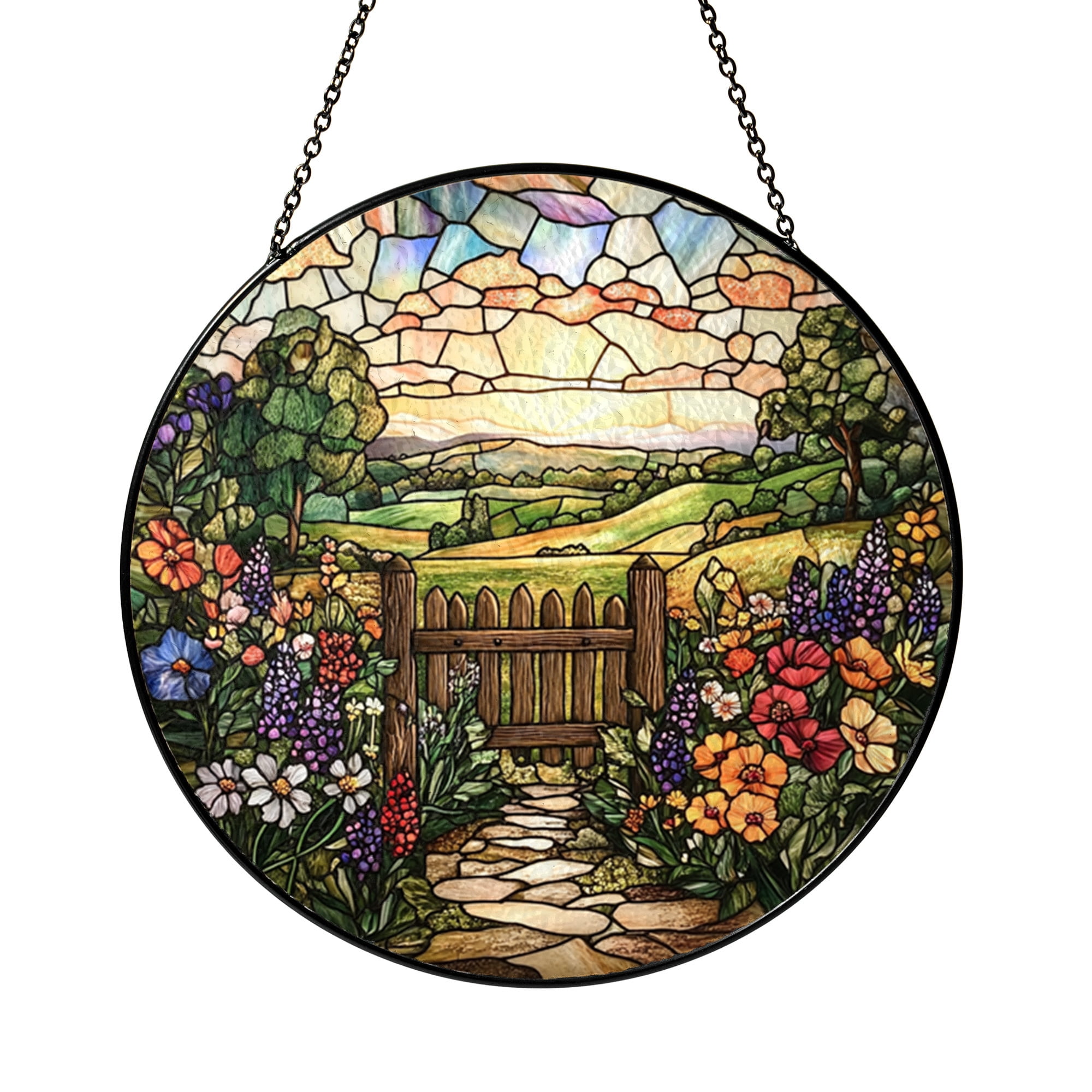 Sunset Garden Stained Glass Suncatcher – Floral Window Decor - Walmart.com