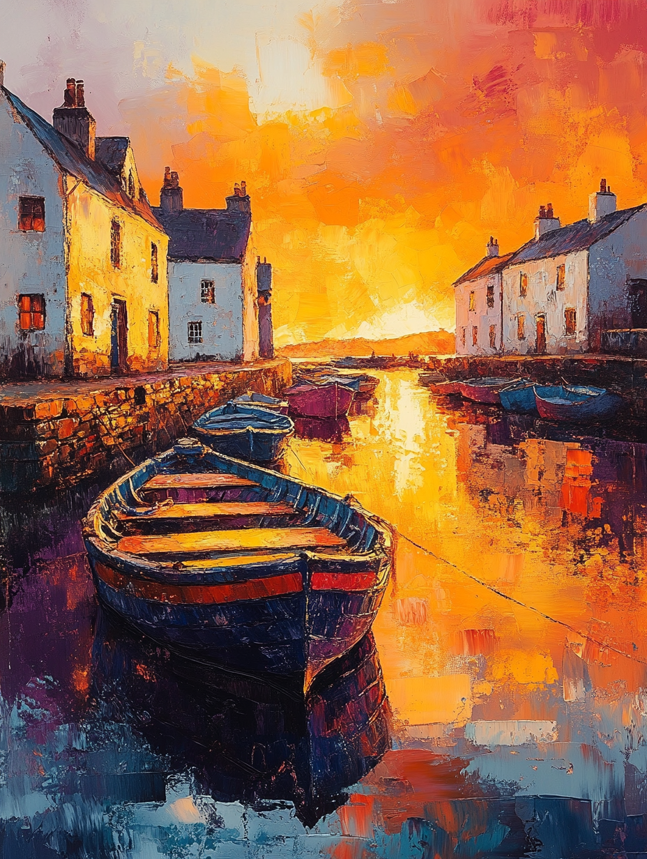 Sunset Harbor Boats Canvas Wall Art， Perfect for Living Room， Dining ...