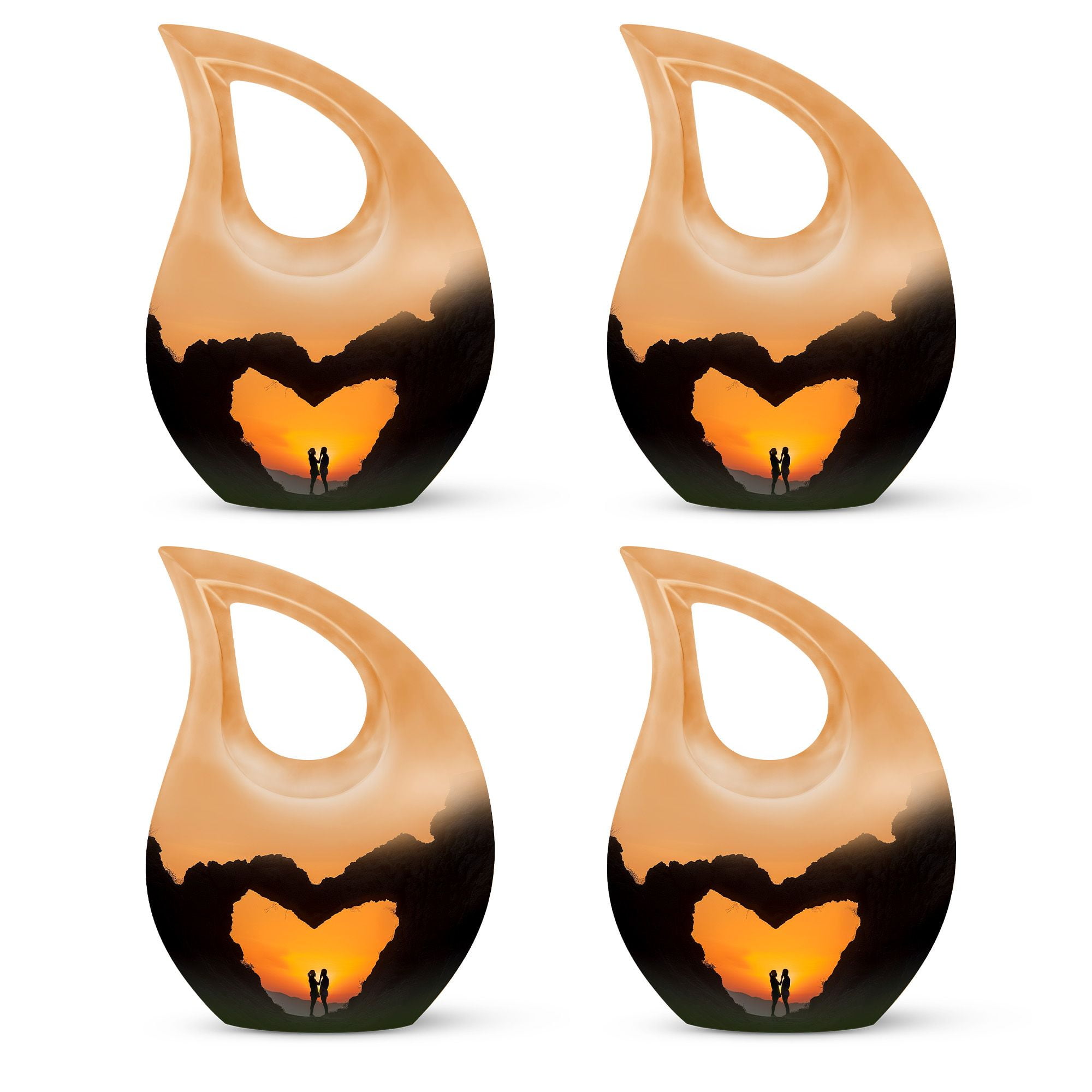 Sunset Heart Shaped Rock Urn - Decorative Urns For Ashes - Urns For ...