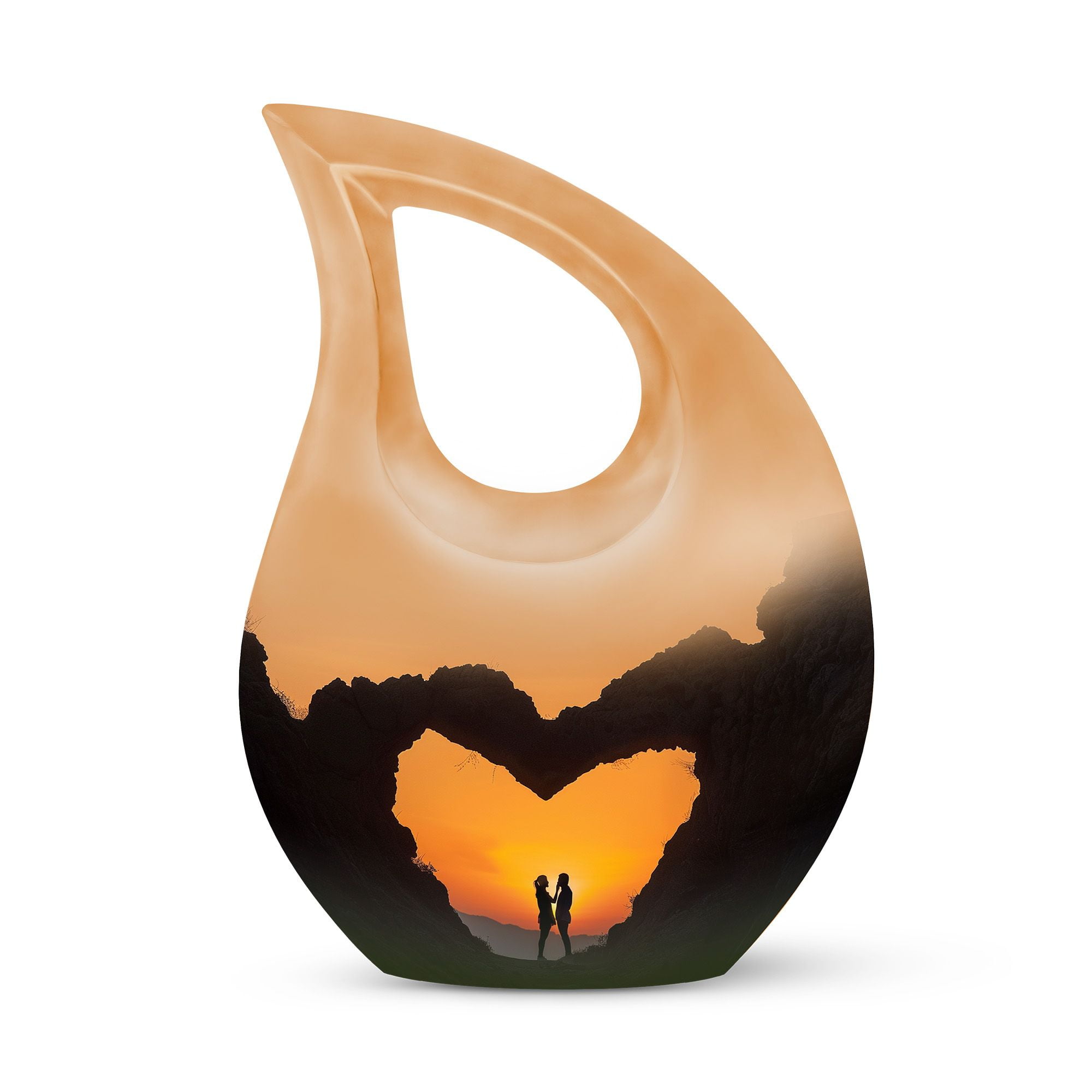 Sunset Heart Shaped Rock Urn - Keepsake For Human Ashes - Urn For Ashes ...