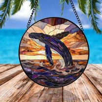 Movaax Rainbow Sunburst Stained Glass Suncatcher, Colorful Mosaic ...
