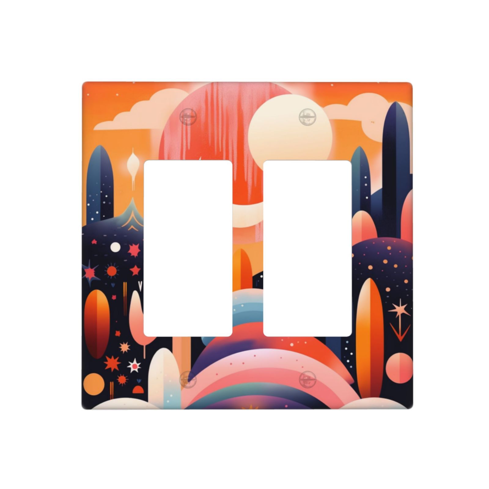 Sunset Illustration Switch Cover Decorative Wall Plate / 2-Gang / Mid ...