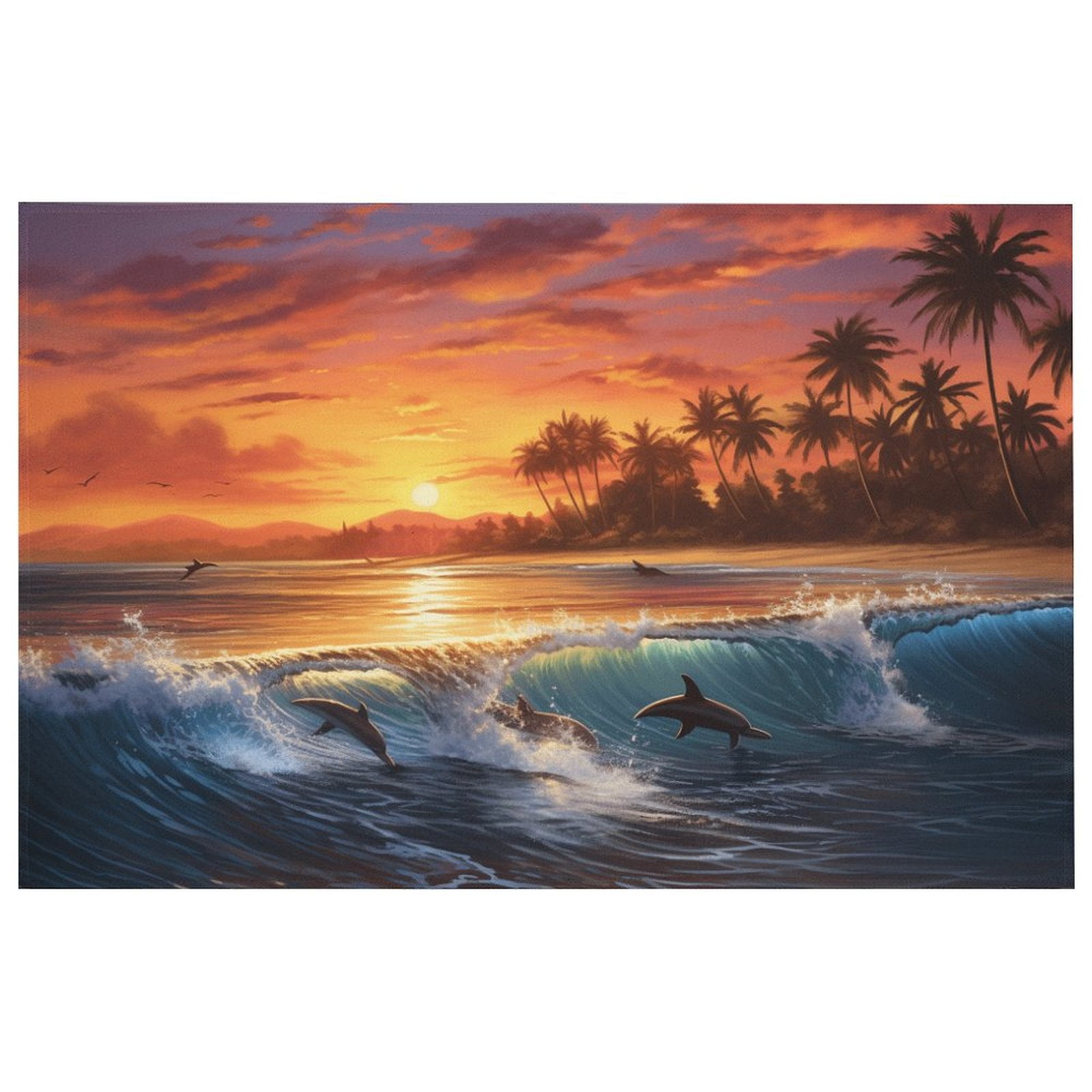 Sunset Jumping Dolphin Rug - for Living Room, Bedroom, And Dining Room ...