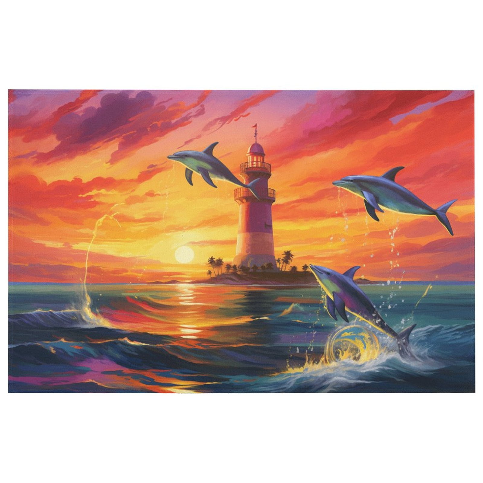Sunset Jumping Dolphin Rug - for Living Room, Bedroom, And Dining Room ...