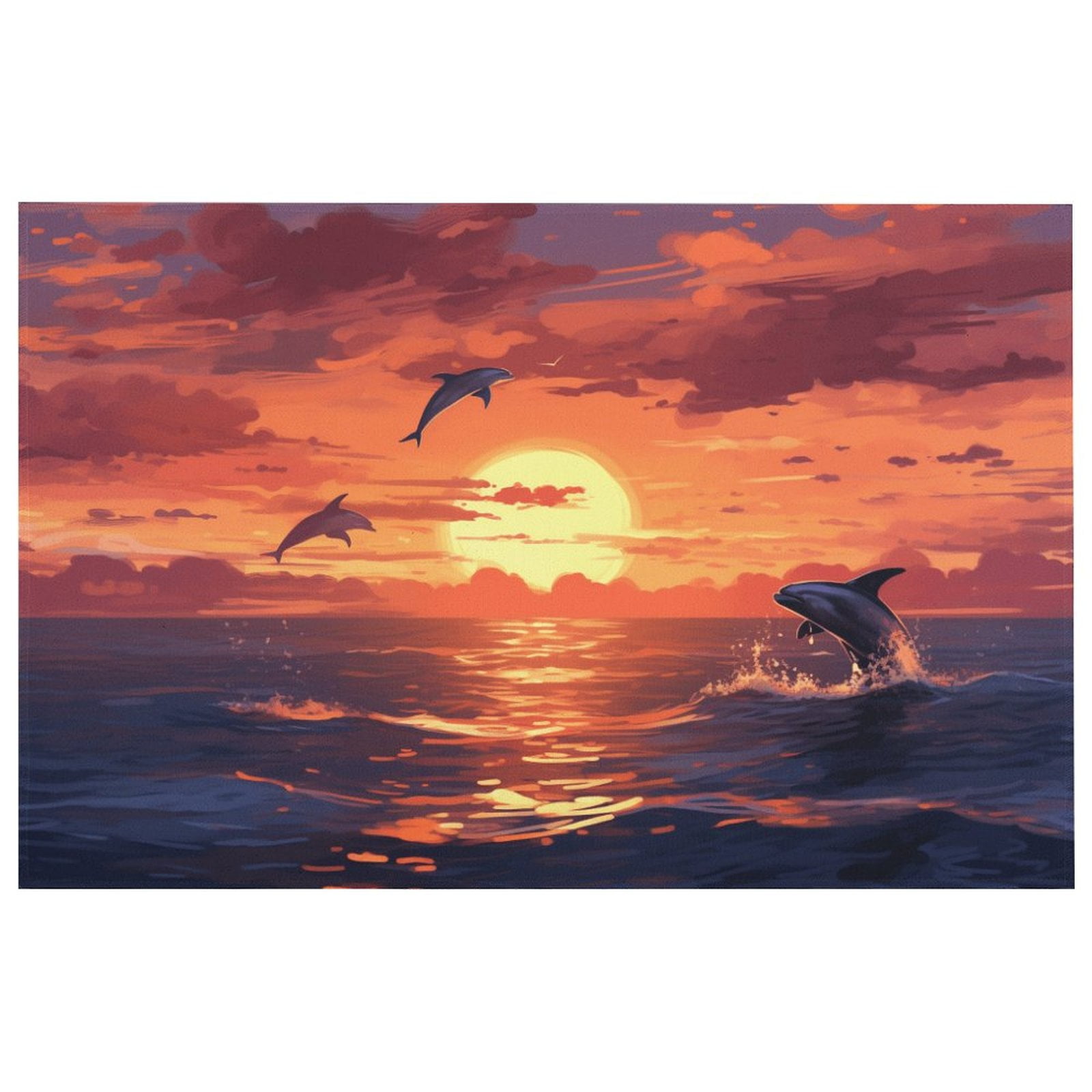 Sunset Jumping Dolphin Rug - for Living Room, Bedroom, And Dining Room ...