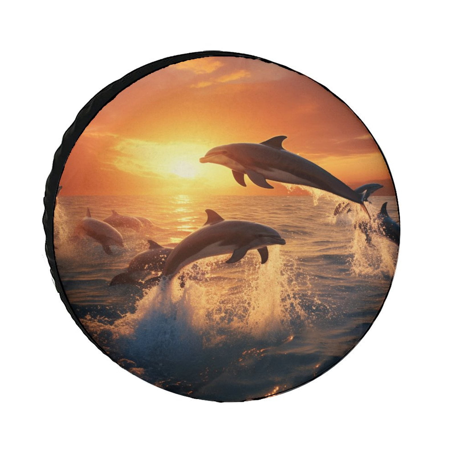 Sunset Jumping Dolphin Spare Tire Cover, Weather Resistant Vinyl Wheel ...