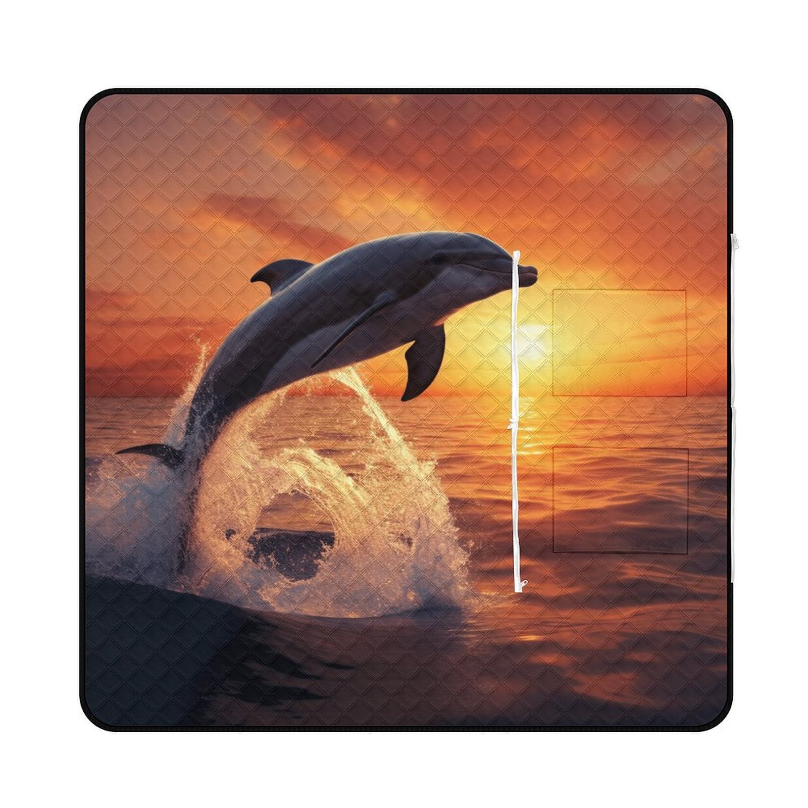 Sunset Jumping Dolphin Waterproof Picnic Blanket with Foldable Zipper ...