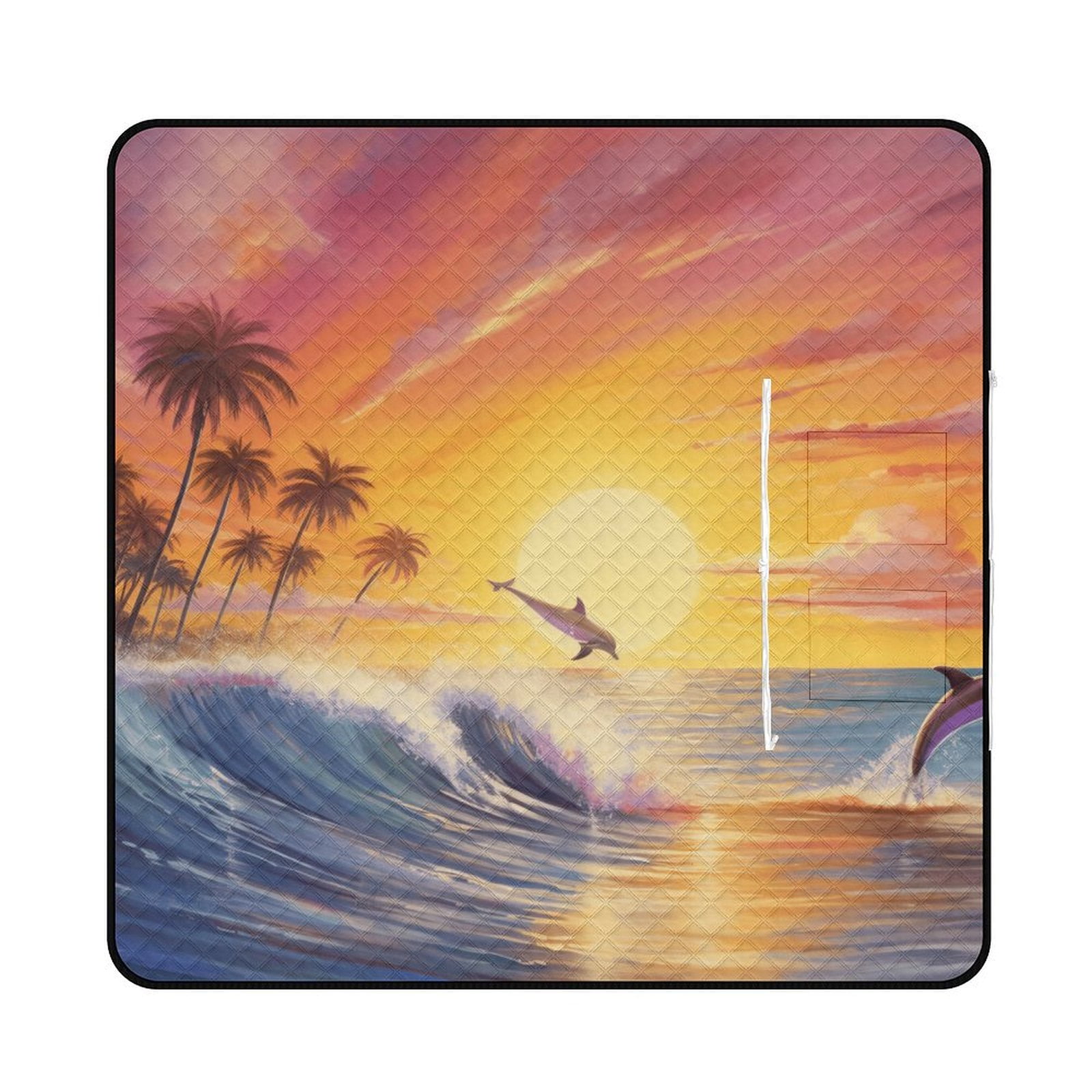 Sunset Jumping Dolphin Waterproof Picnic Blanket with Foldable Zipper ...