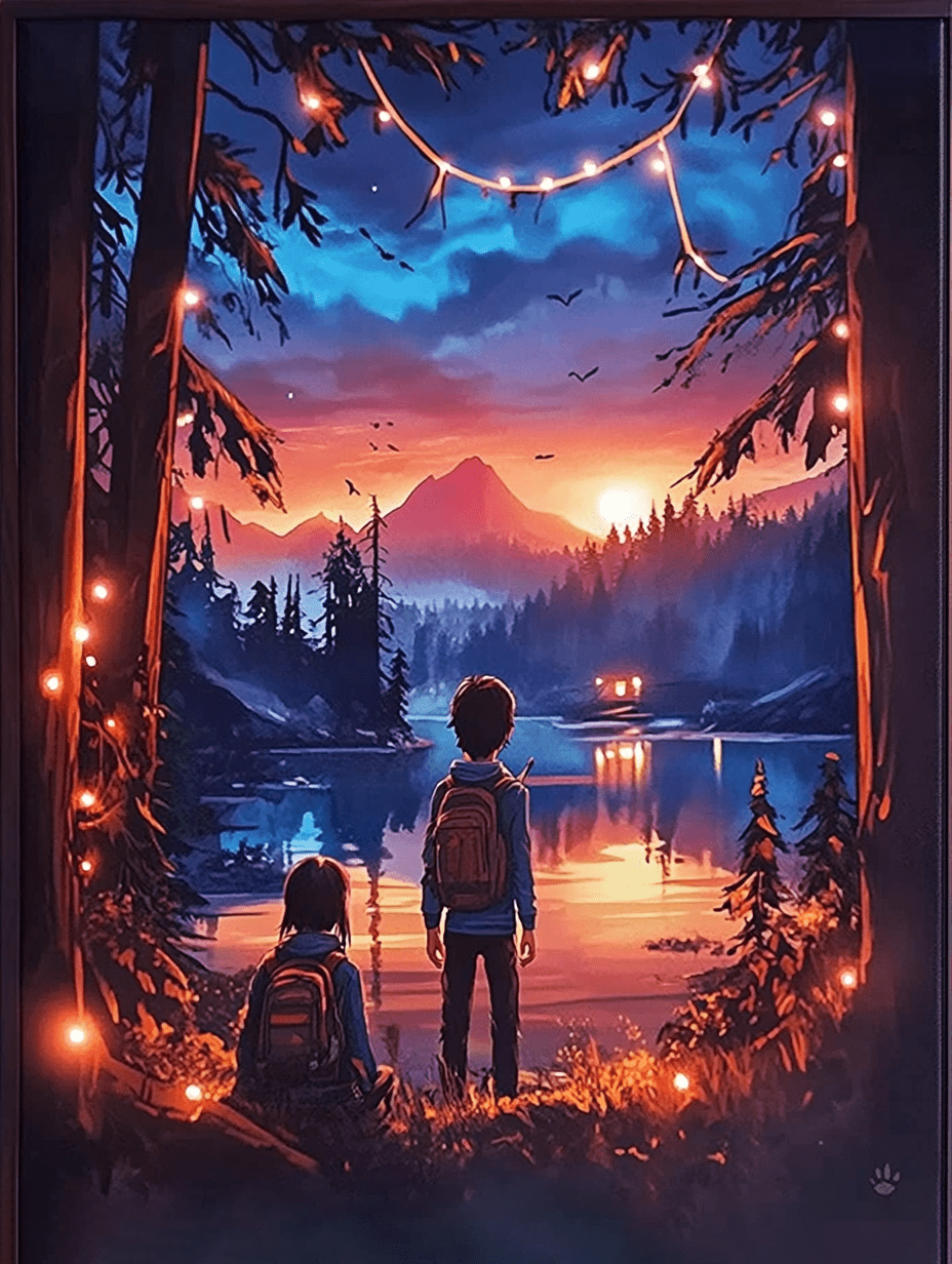 Sunset Lake Canvas Painting/Wall Art， Perfect for Living Room， Bedroom ...